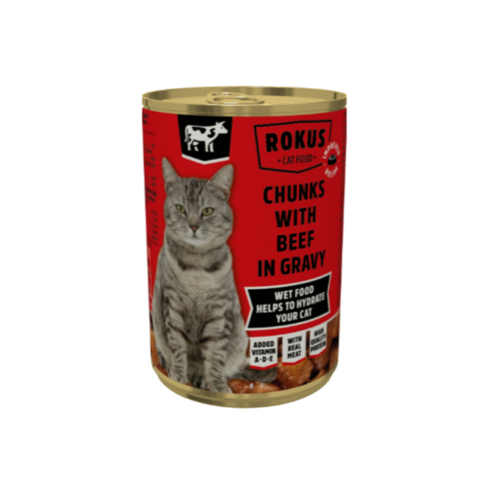 ΚΟΝΣΕΡΒΑ ΓΑΤΑΣ ROKUS CAT ΜΟΣΧΑΡΙ 415g – viomak.gr